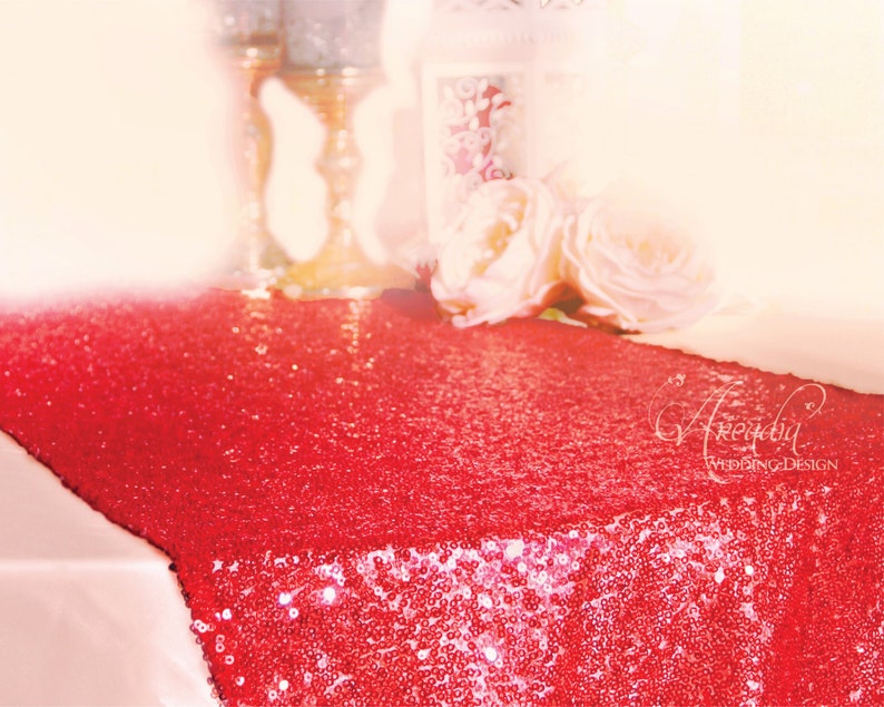 Red Sequin Table Runner for Wedding Reception Table Decor & - Etsy