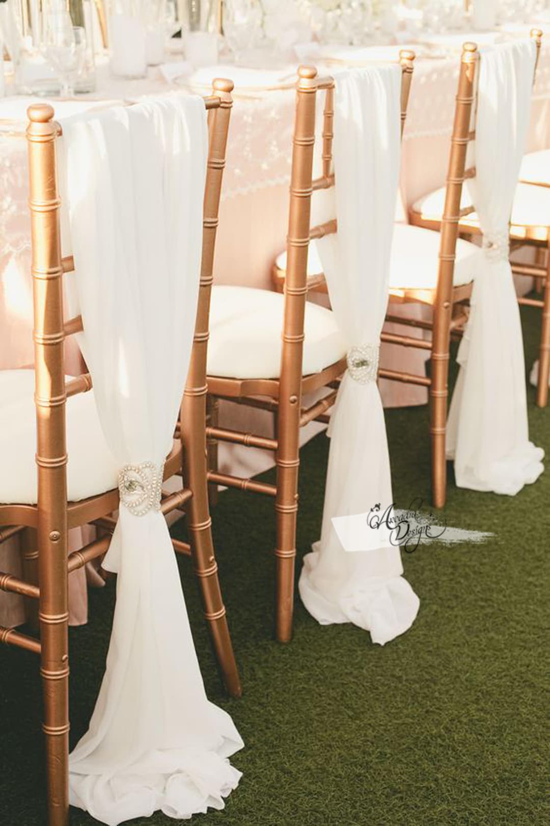 Natural White Chiffon Drape Chair Sash for Romantic Bridal Chair ...