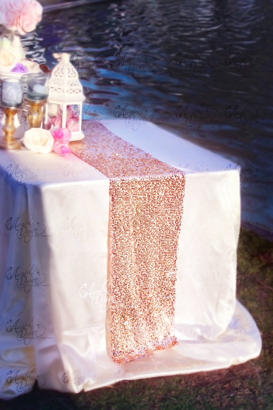 Rose Gold Sequin Table Runner, Glitter Wedding Table Decor, Sparkly ...