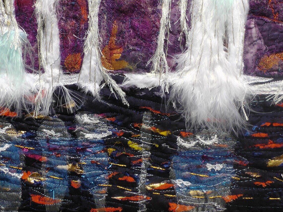 Waterfalls, Textile Art, Landscape Waterfalls, Wall Hanging, Fabric ...
