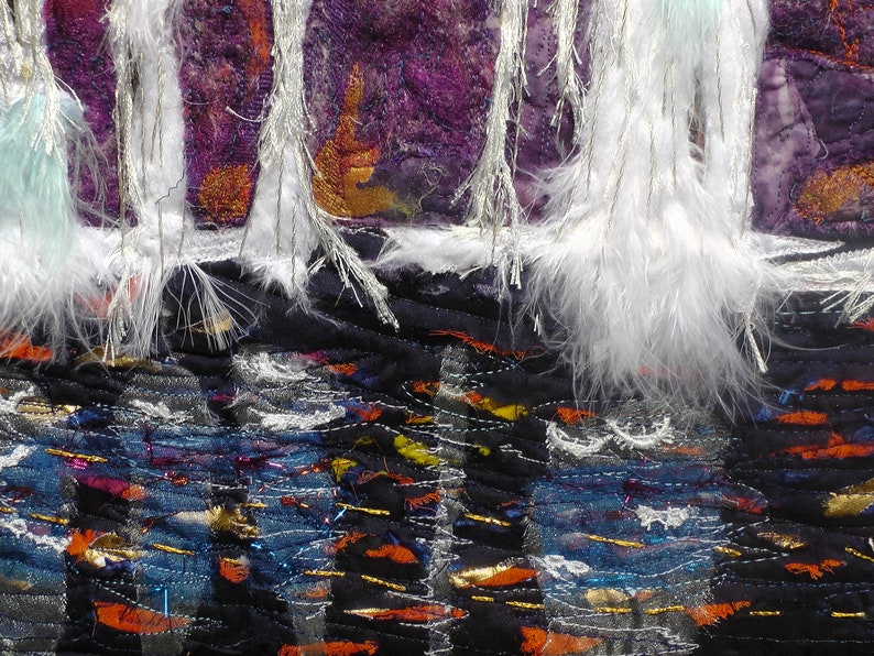 Waterfalls, Textile Art, Landscape Waterfalls, Wall Hanging, Fabric ...