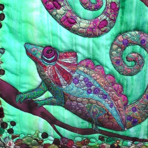 Chameleon. Colourful Lizard. Wall Hanging. Textile Art. Home Decor ...