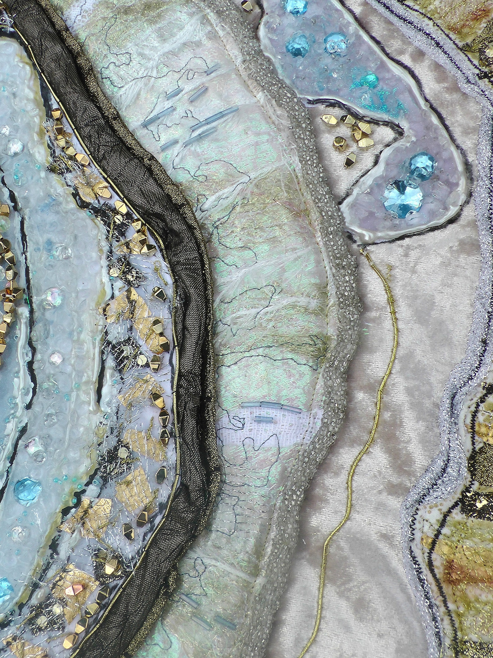 Geode With Crushed Glass and Rhinestones. Textile Art. - Etsy