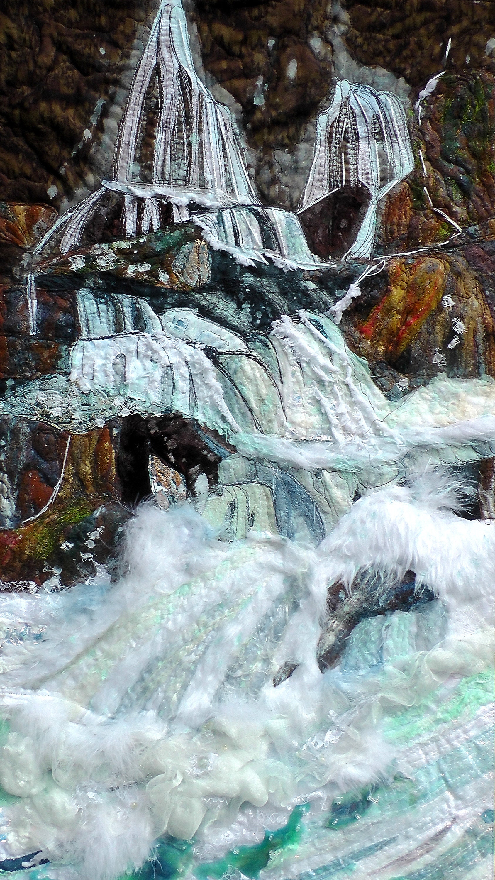 Textile Waterfall. Healing Fabric Art Cascades of Water - Etsy