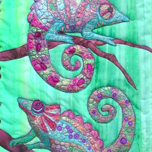 Chameleon. Colourful Lizard. Wall Hanging. Textile Art. Home Decor ...