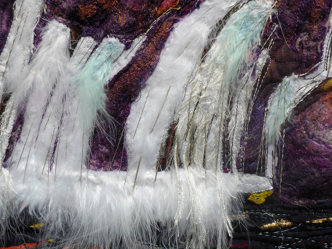 Waterfalls, Textile Art, Landscape Waterfalls, Wall Hanging, Fabric ...