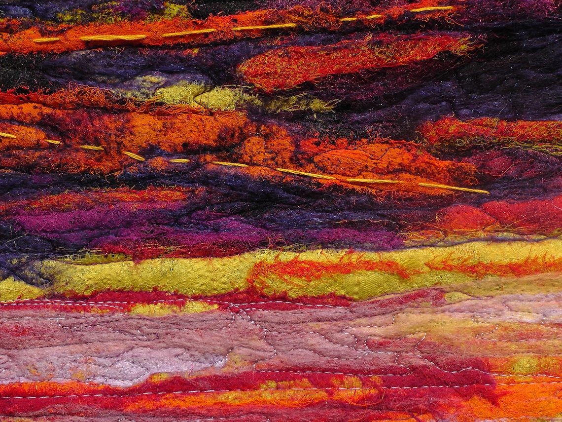 Waterfalls, Textile Art, Landscape Waterfalls, Wall Hanging, Fabric ...