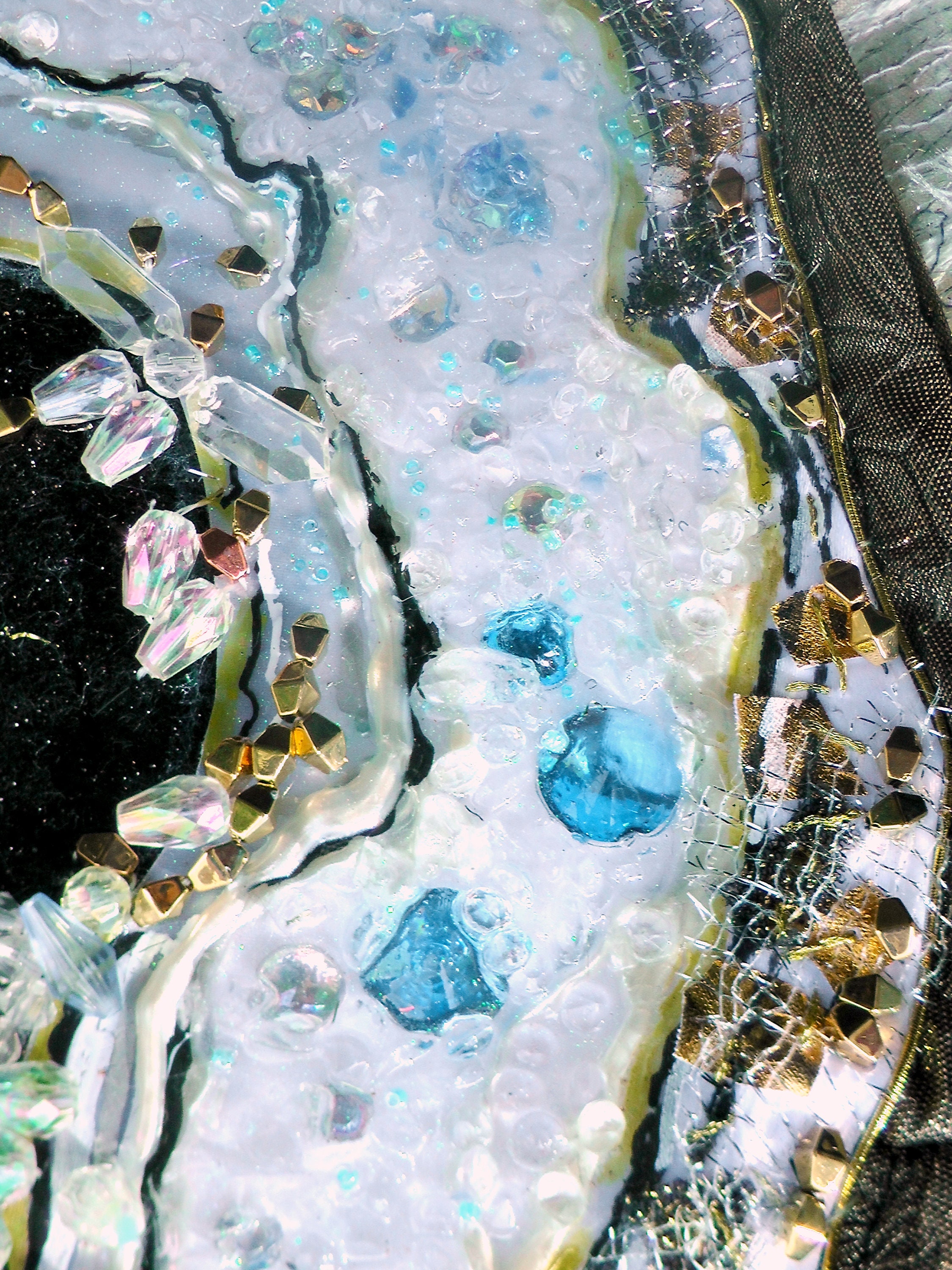 Geode with crushed glass and rhinestones. Textile Art. | Etsy