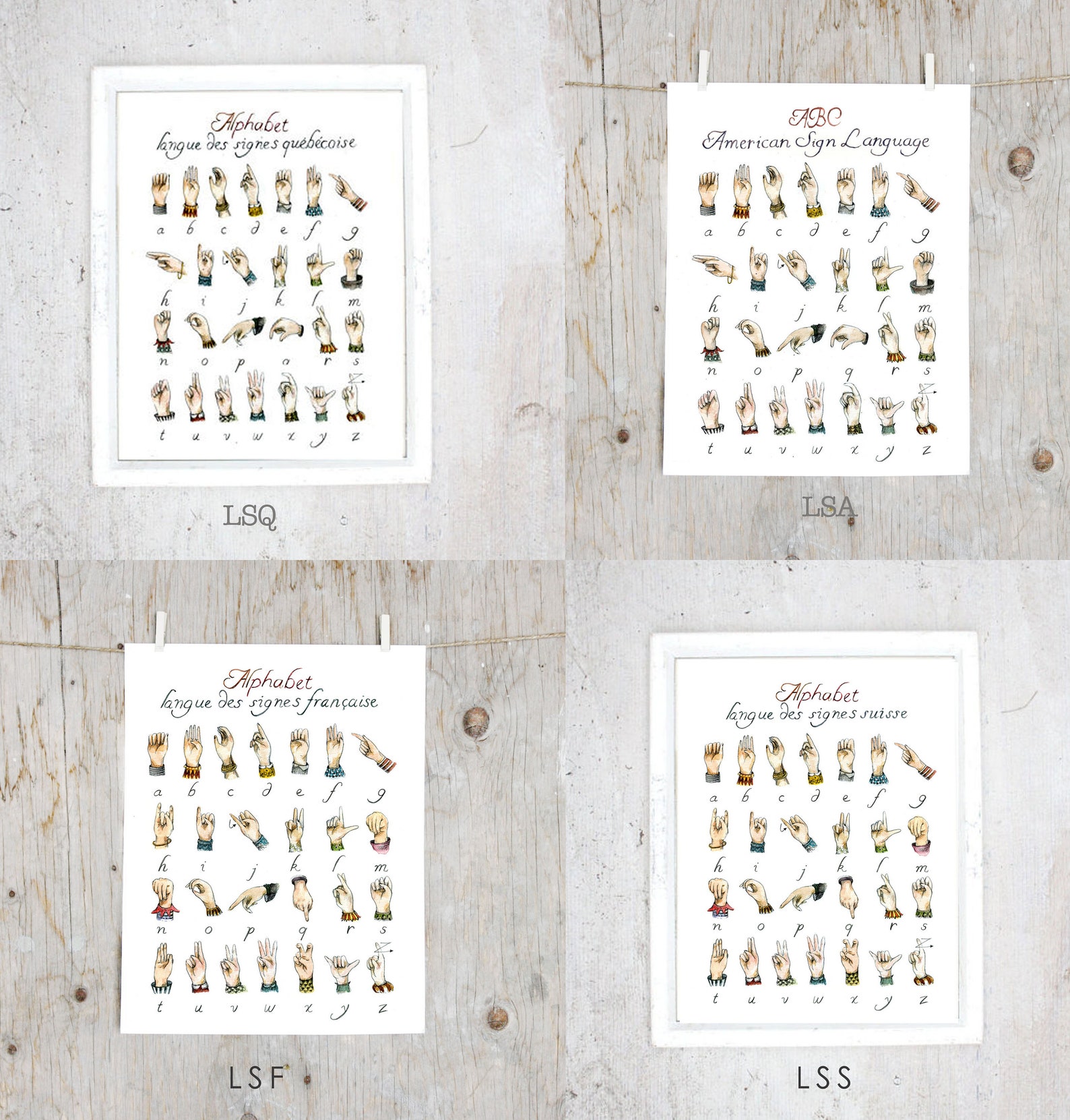 Print American or Other Sign Language Alphabet LSQ ASL LSF | Etsy