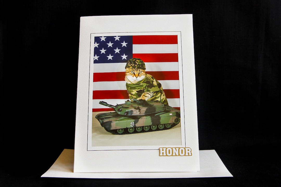 US Army Cat Card-cat in Combat Uniform-all Occasion Card for Cat Lovers ...