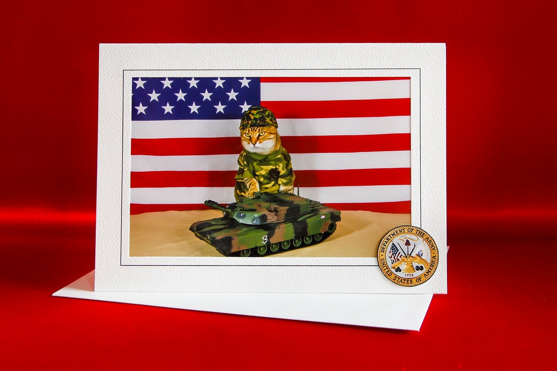 US Army Cat Card-cat in Combat Uniform-all Occasion Card for Cat Lovers ...
