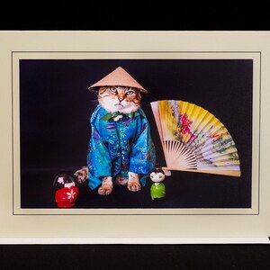 Chinese New Year's Cat Card-cat in Kimono-holiday Greeting Card for Cat ...