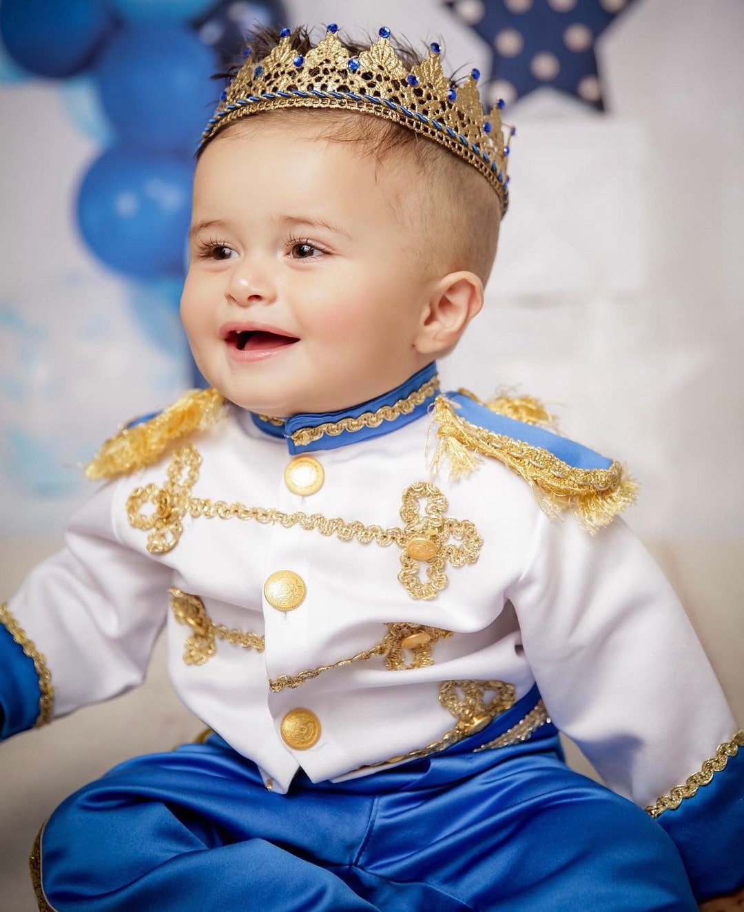 Gold Lace Crown / Gold & Blue Lace Crown / Gold Crown Newborn / Royal ...