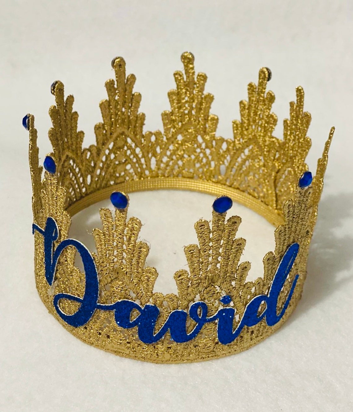 New King David Gold Lace Crown / Gold & Blue Lace Crown / | Etsy
