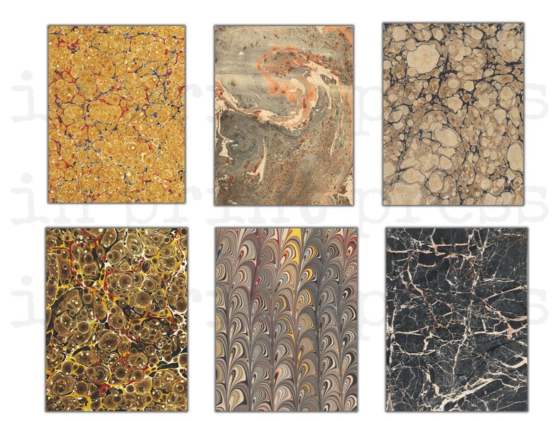 Antique Marbled Paper Textures: Junk Journal Pages (digital Download ...