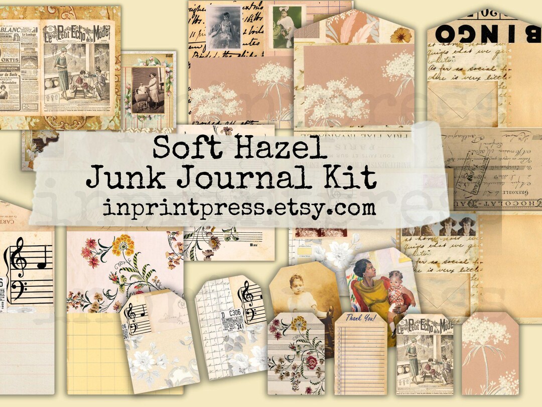 Soft Hazel Junk Journal Kit | Digital Journal Kit | Junk Journaling Kit ...