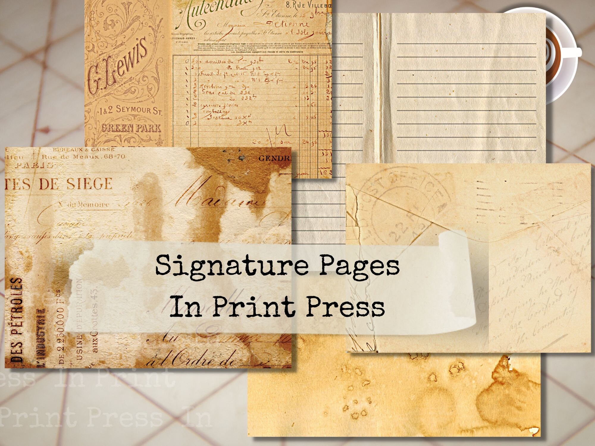 Signature Pages Digital Junk Journal Kit Double Pages Junk Journal ...