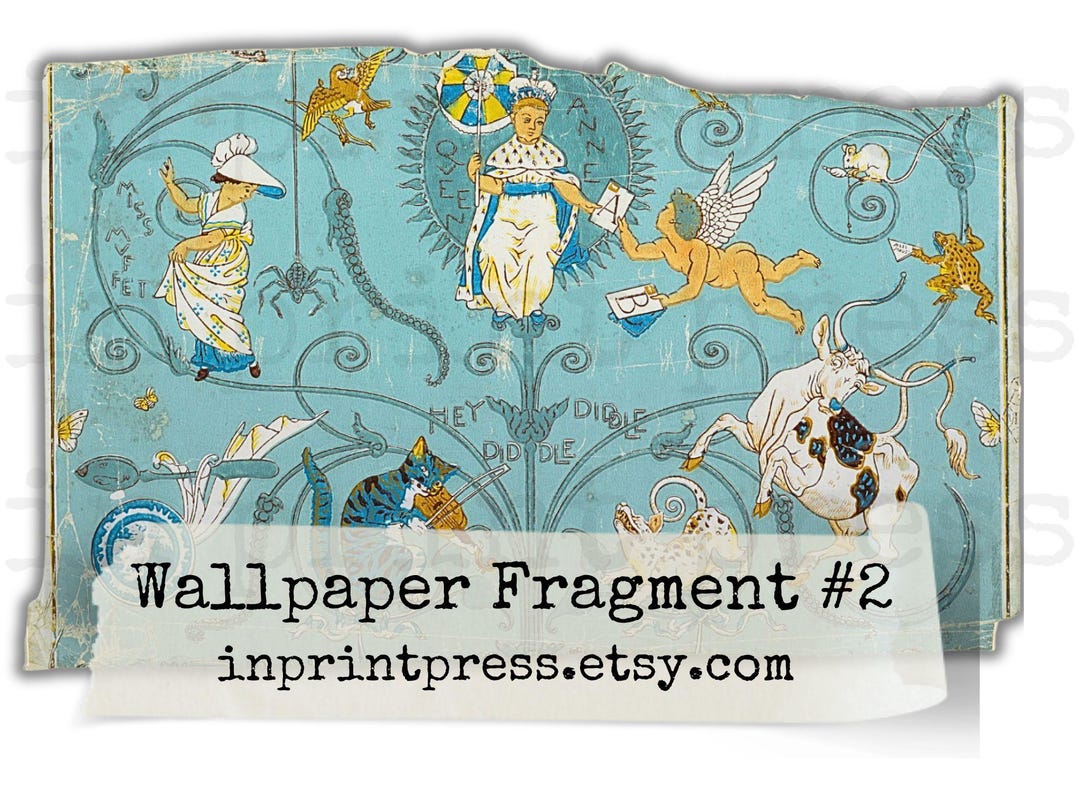 Vintage Nursery Rhyme Wallpaper Fragment | Antique Printable (digital ...