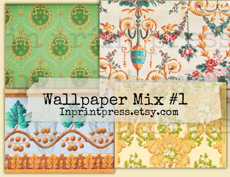 Wallpaper Mix 1 | Vintage Wallpaper Printable Junk Journal Pages ...