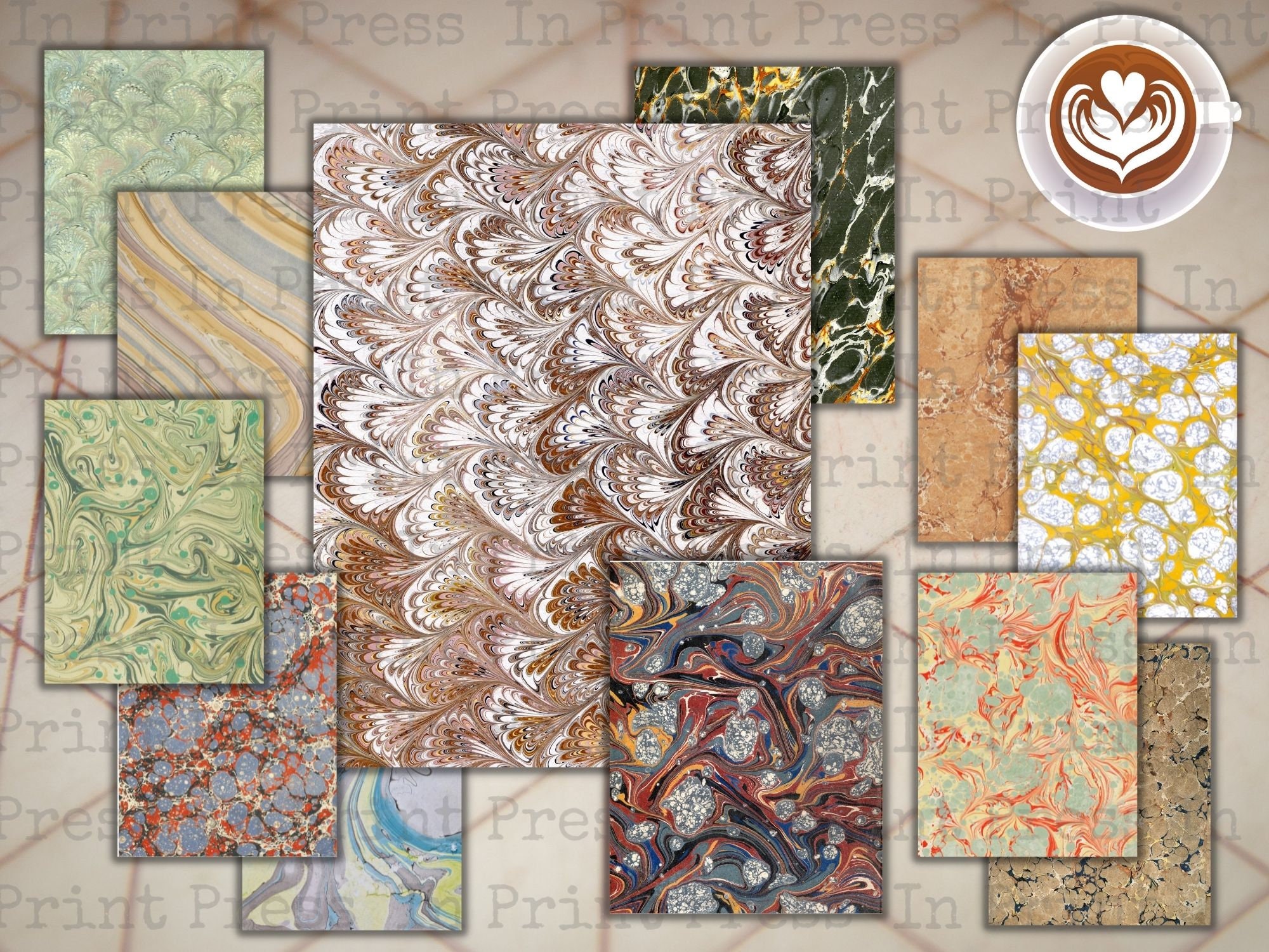 Marbled Paper Digital Download Junk Journal Pages Junk Journal ...