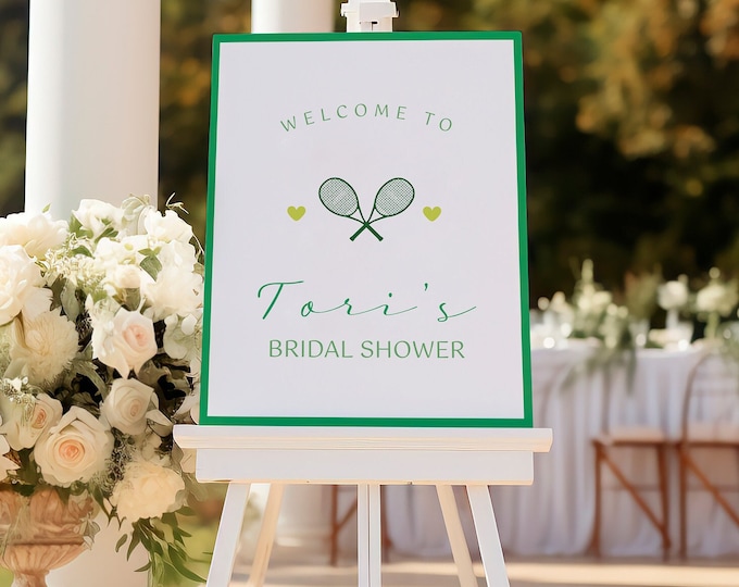 Editable Tennis Bridal Shower Welcome Sign, Tennis Party Sign, Perfect ...