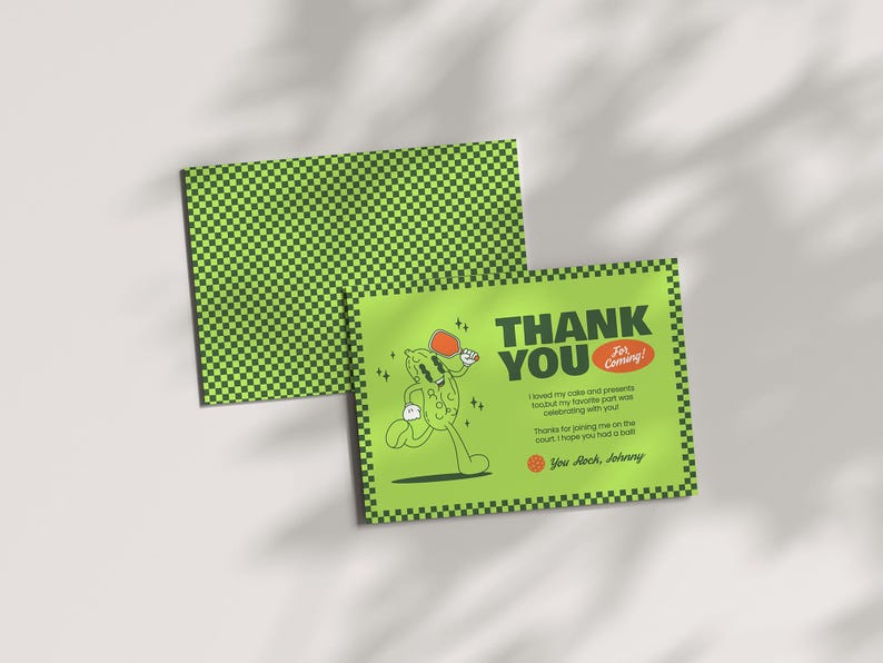 Pickleball Birthday Thank You Card: Editable Kids Sports Party (digital ...