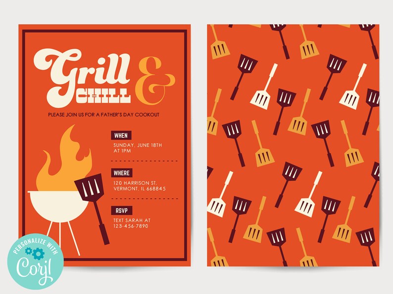 Editable Labor Day Cookout Invitation, Father's Day Cookout Invitation ...