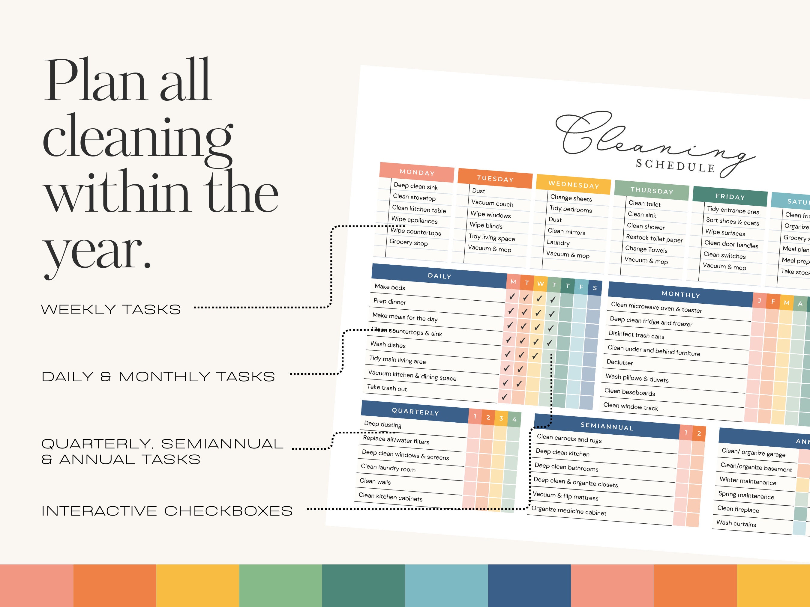 EDITABLE Cleaning Planner, Cleaning Checklist, Cleaning Schedule ...