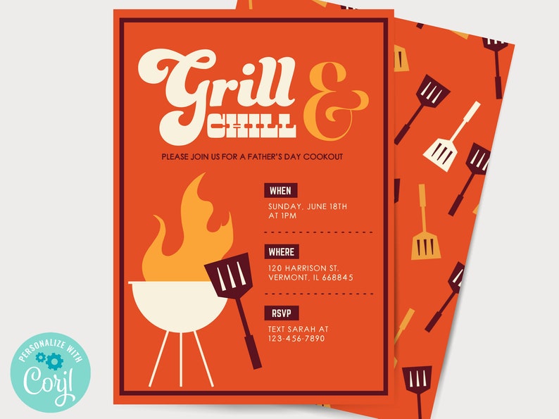 Editable Labor Day Cookout Invitation, Father's Day Cookout Invitation ...