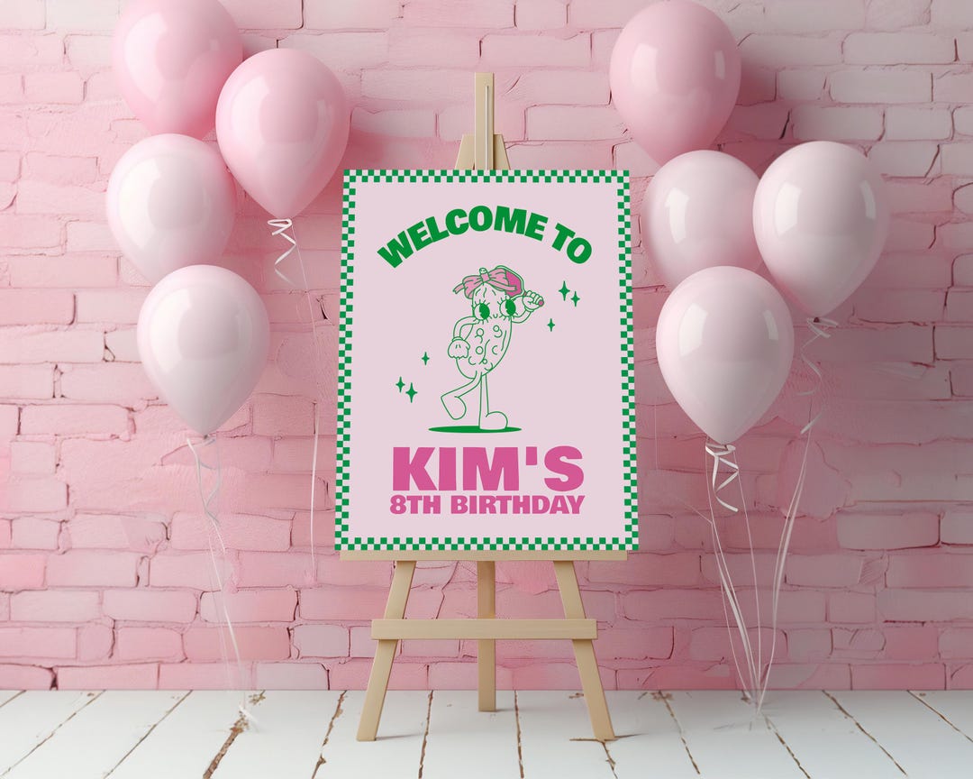 Editable Girls Pickleball Birthday Party Welcome Poster 16x20, 18x24 ...
