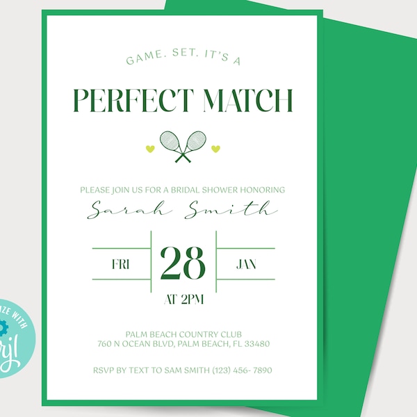 Tennis Themed Bridal Shower Invitation - Etsy
