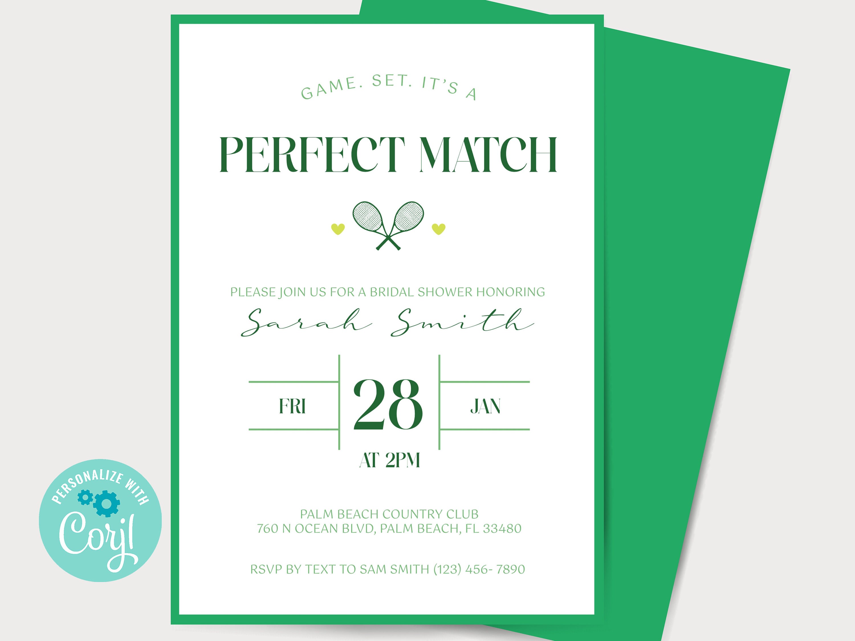 Editable Tennis Bridal Shower Invitation, Tennis Invitation, Perfect ...