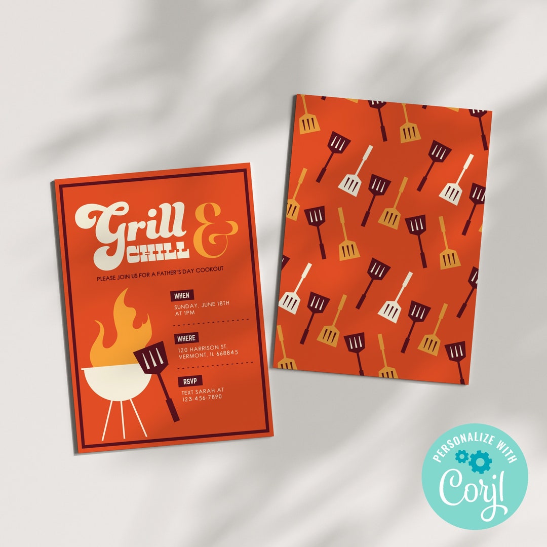 Editable Labor Day Cookout Invitation, Father's Day Cookout Invitation ...