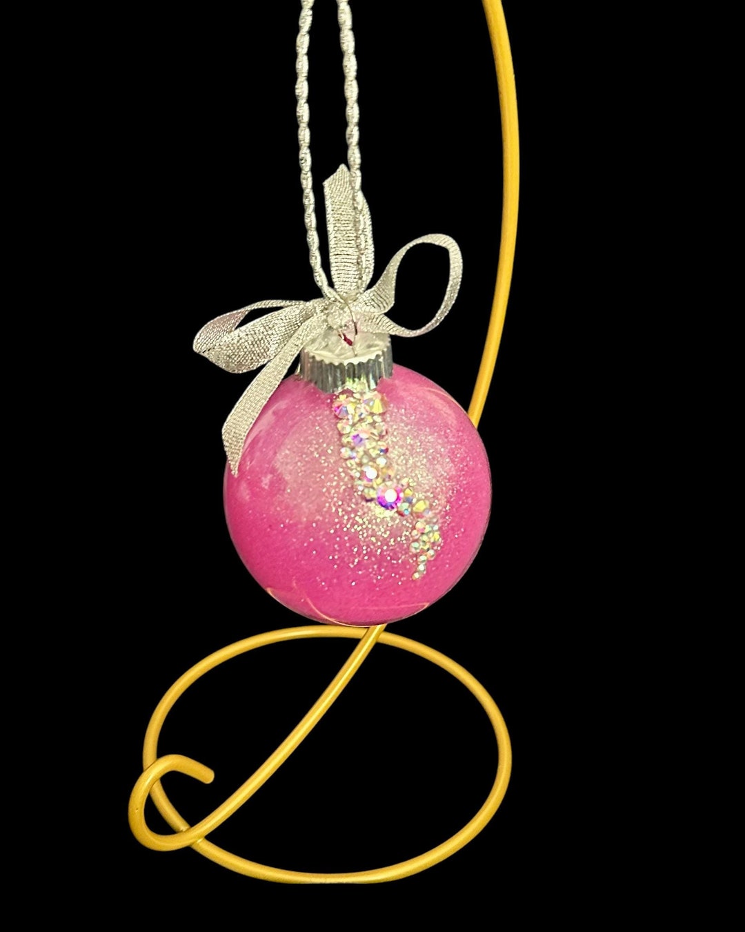 Glittered Deep Rose Pink Glass Ornament With AB Rhinestones Ornament - Etsy
