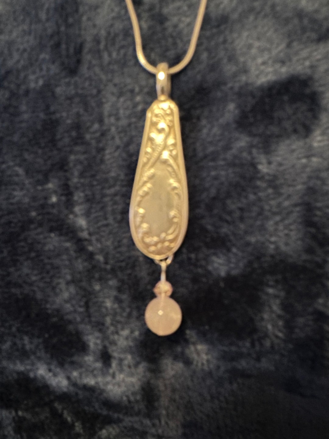 Silverware (german Silver) Spoon Handle Pendant Necklace With Pink ...