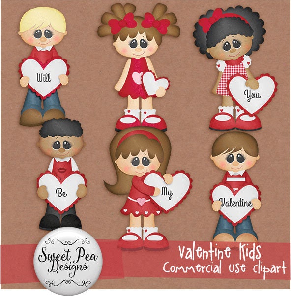 Valentine Kids Clipart | Etsy