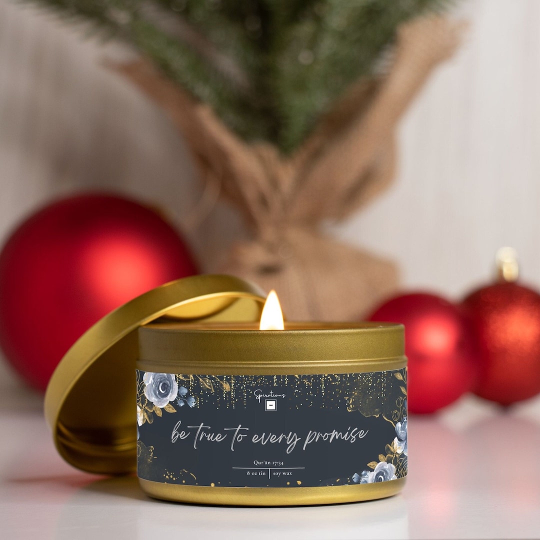 Qurʾānic Gold Tin Candle 17:34, hand Poured 8 Oz. Islamic Candle Modern ...