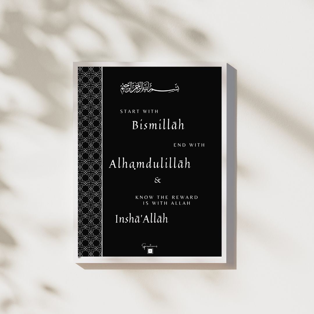 Daily Islamic Affirmation Art Bismillah, Alhumdulilah, Inshallah, Wall ...