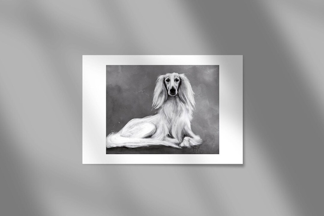 Saluki Print, Saluki,saluki Art, Saluki Painting, White Saluki, Saluki Portrait, Saluki Print ...