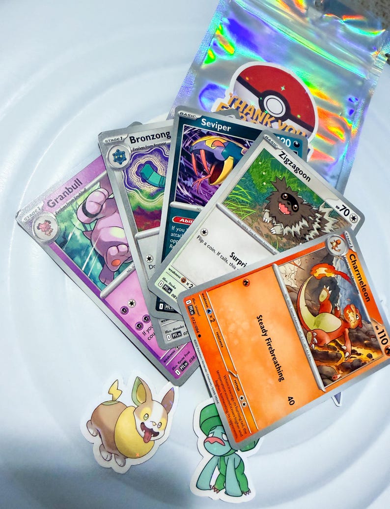 Pokémon Card Party Favor Bag — 5 Cards + Stickers + Sealable Foil Bag ...