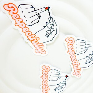 Respectfully Middle Finger Sticker | Funny Vinyl Decal | Sarcastic Car ...