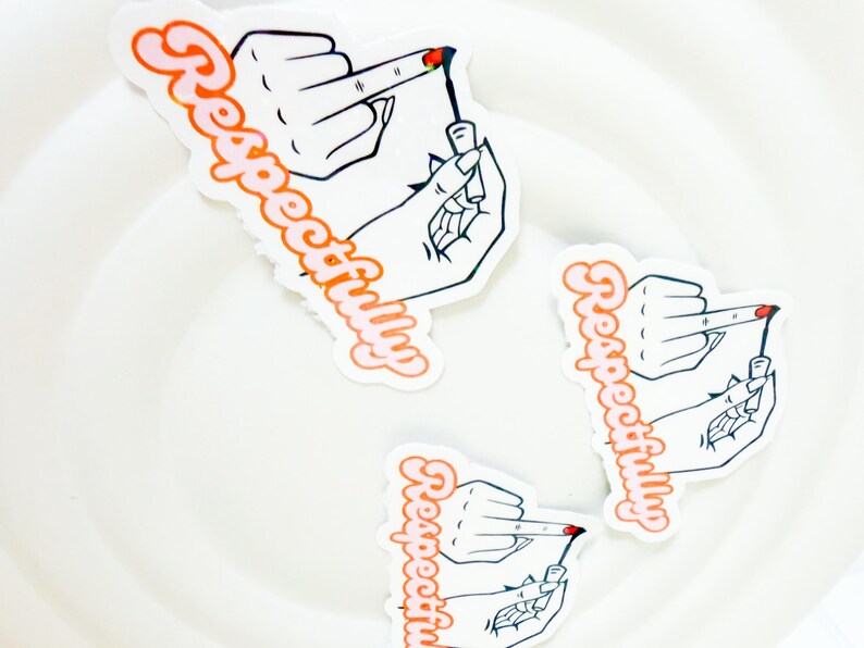 Respectfully Middle Finger Sticker | Sarcastic Humor Decal - Etsy