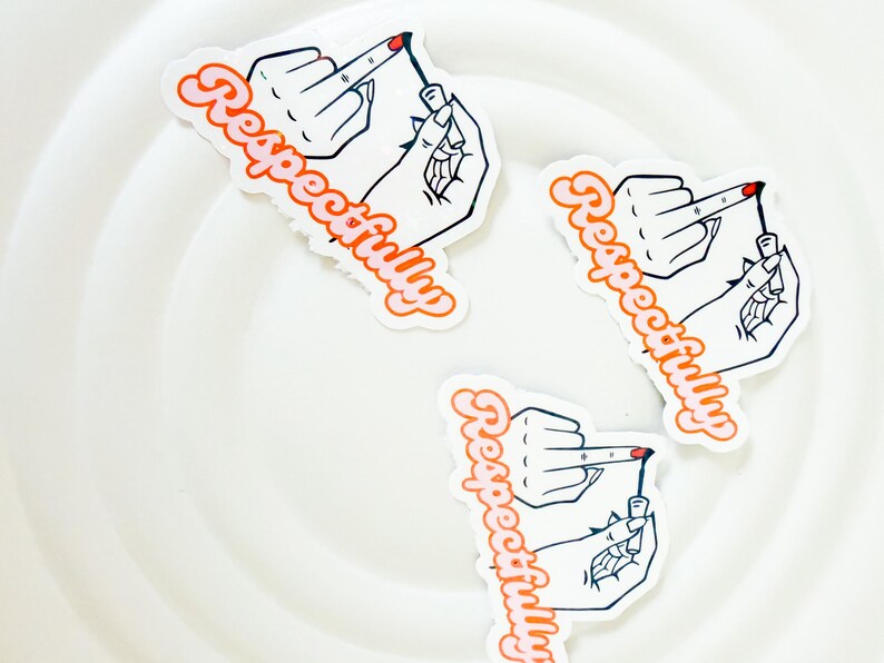 Respectfully Middle Finger Sticker | Funny Vinyl Decal | Sarcastic Car ...