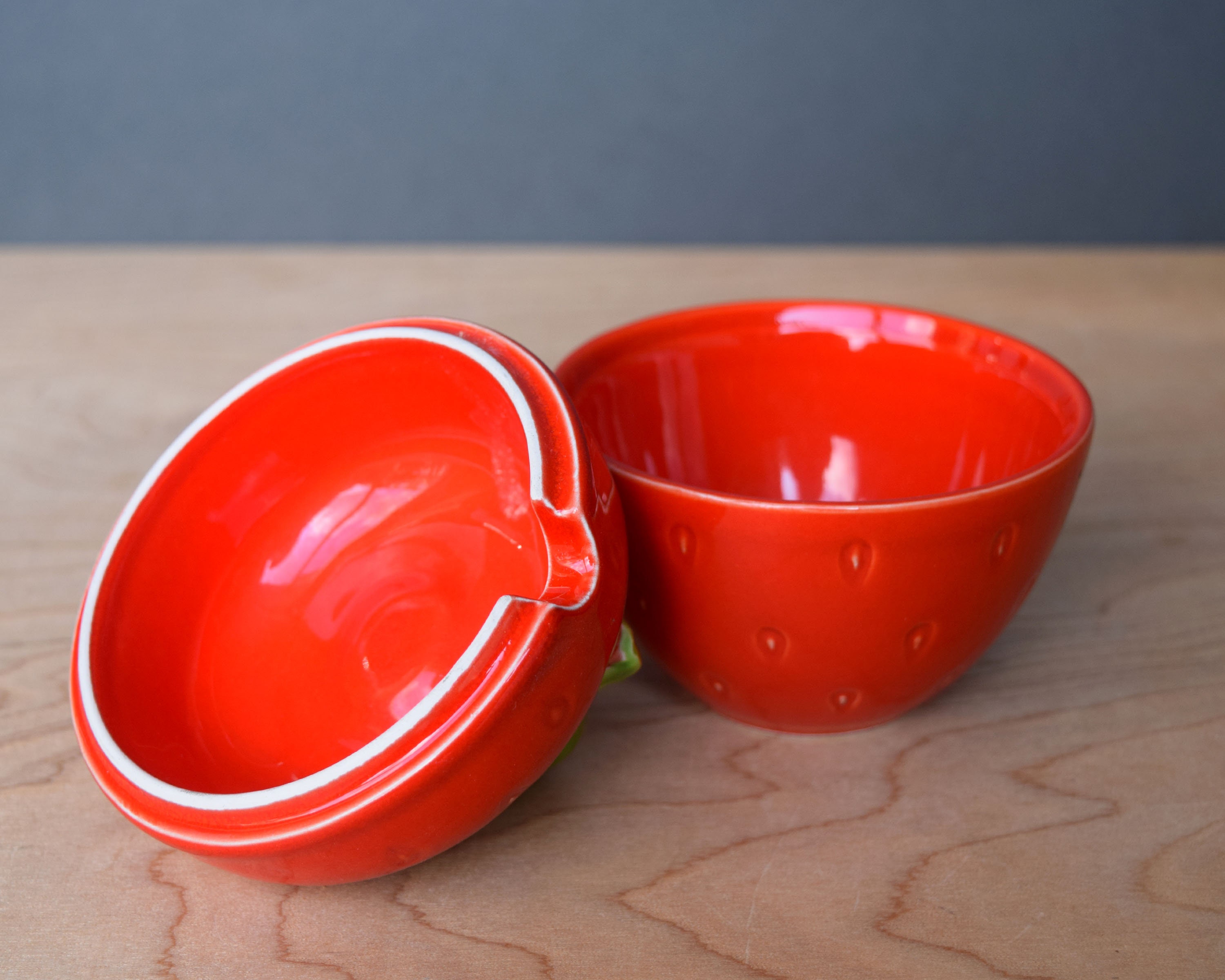 Two Jam Pots Strawberry and Green Apple Shaped Vintage Japanese - Etsy
