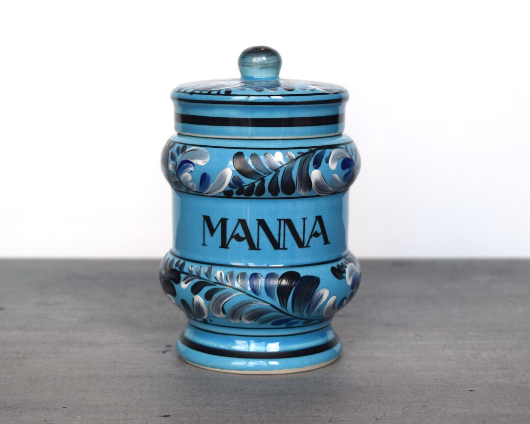 Vintage Manna Ceramic Apothecary Jar Herr Fayence Germany Turquoise ...