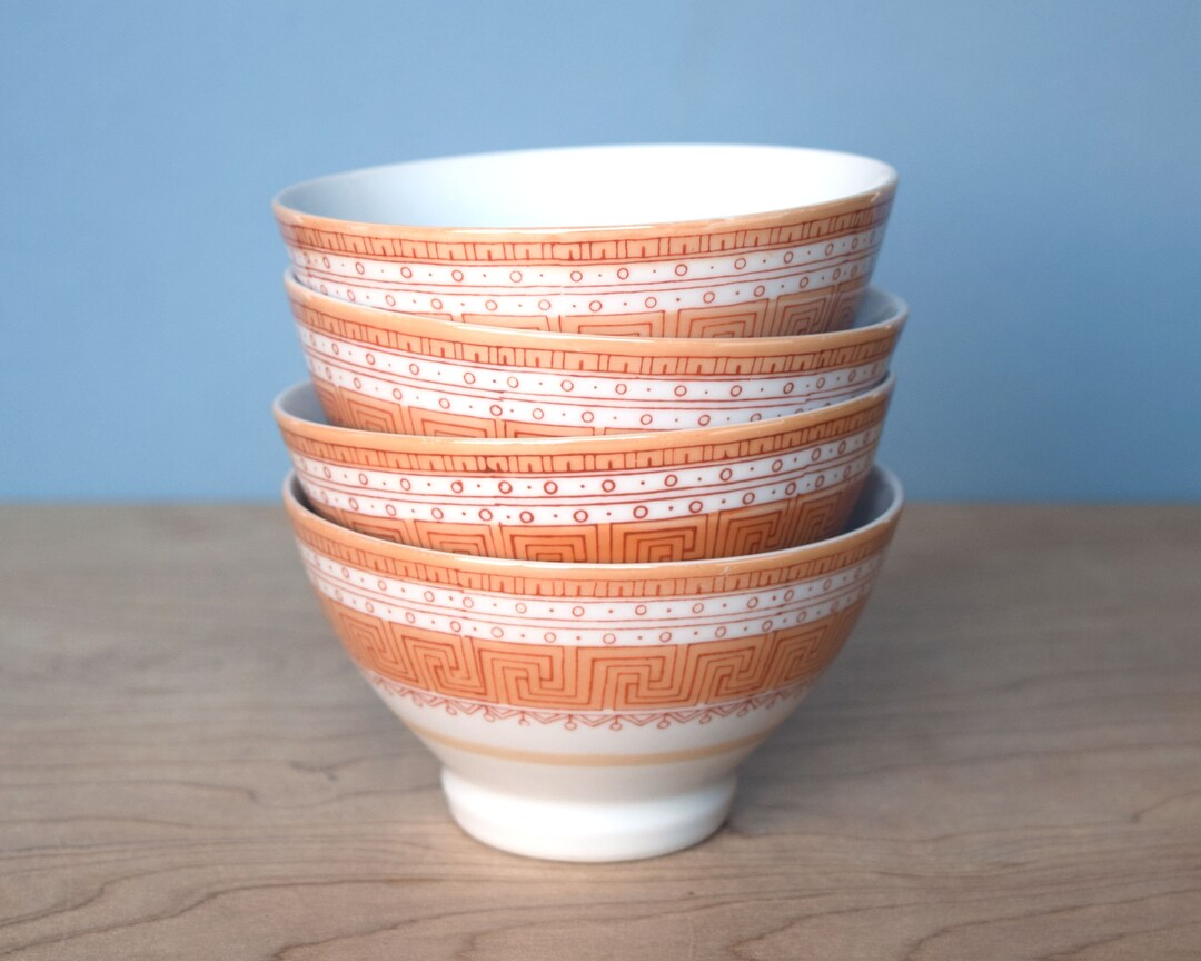 Vintage Liling China Chinese Rice Bowls (4) Pearlescent White With ...