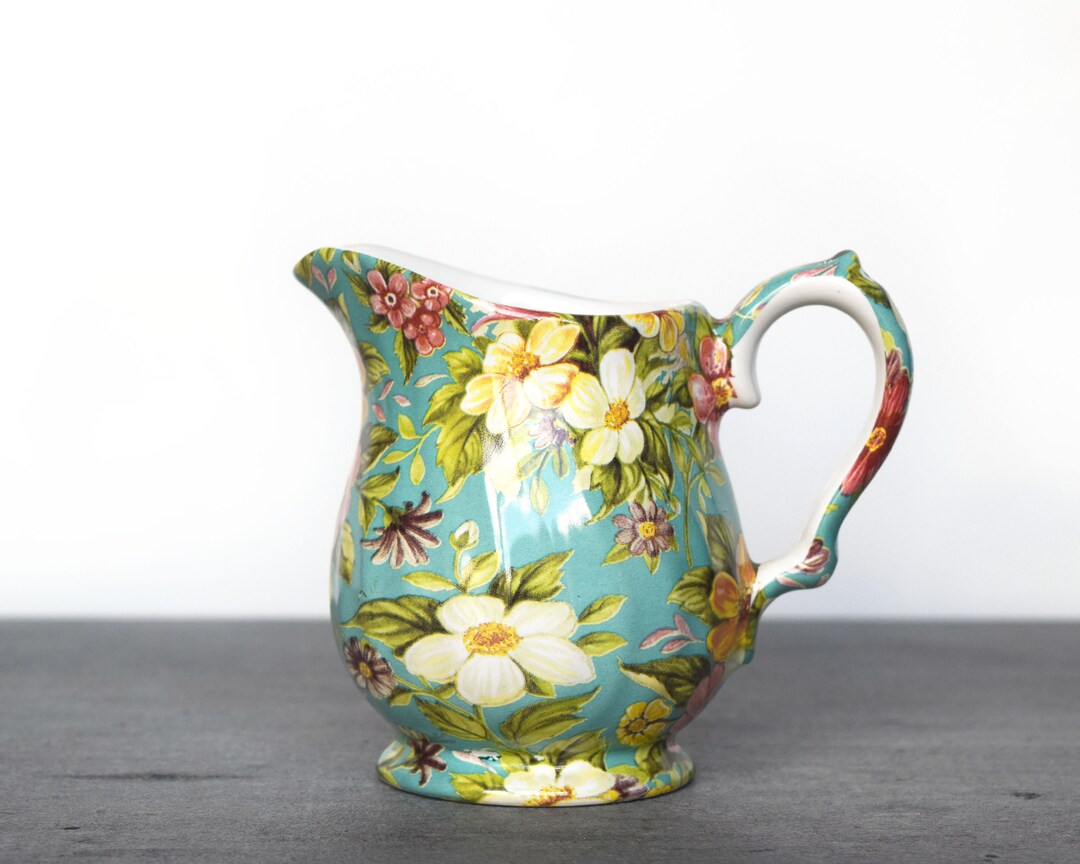 Vintage Crown Burslem Staffordshire Chintz Floral Creamer Milk Jug ...