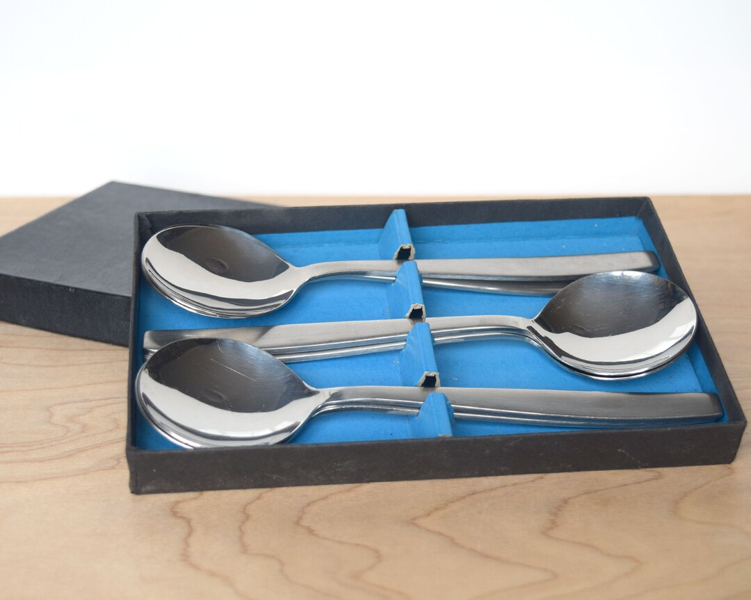 Vintage Viners of Sheffield Soup Spoons Set of Six Chelsea Stainless ...