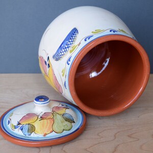 Vintage Large Storage Jar Terracotta Clay With Hand-painted Fruit and ...