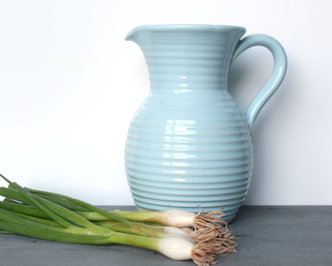 Lovatts Stoneware Ribbed Light Blue Jug 1950's Powder Blue - Etsy
